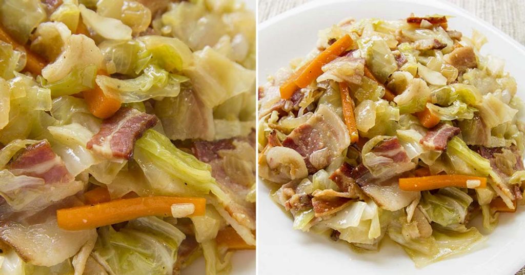 Fried Cabbage with Bacon, Onion & Garlic - Cakescottage