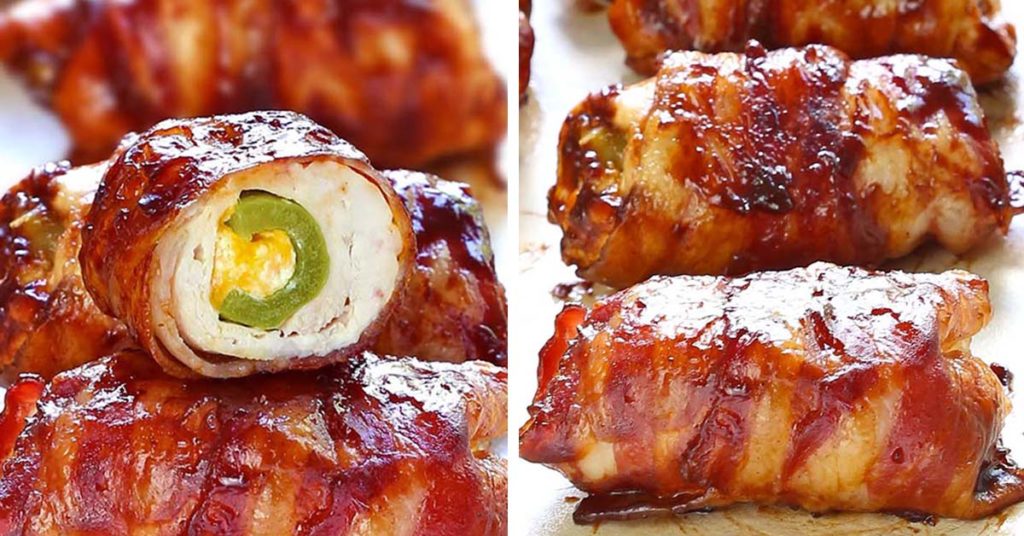 Bacon BBQ Chicken Bombs - Cakescottage