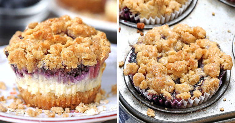 Blueberry Crumble Mini Cheesecakes - Cakescottage