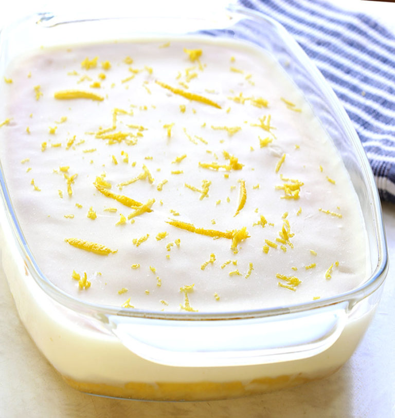 Best Lemon Pudding Sheet Cake with Lemon Glaze - Cakescottage